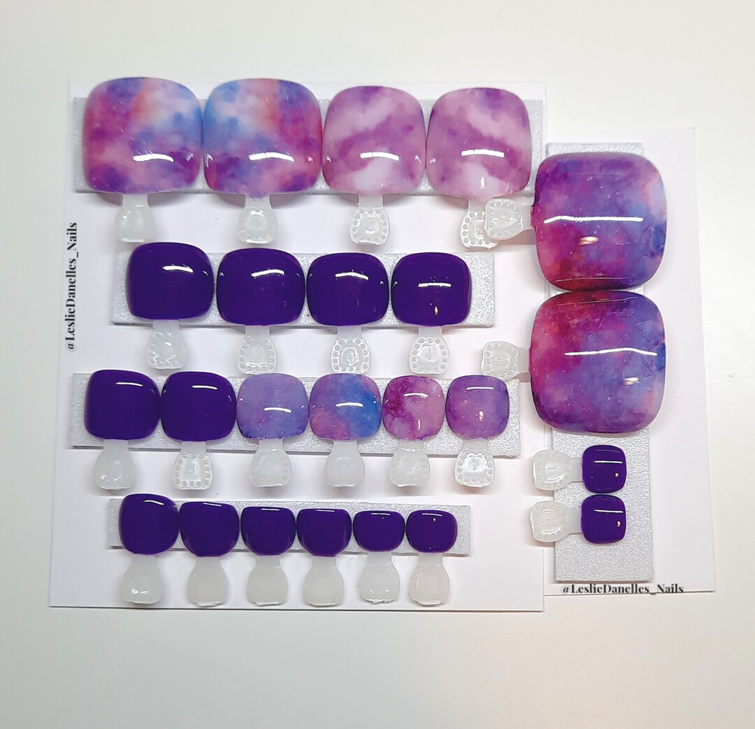Galaxy Marble Press on Toenails | Purple Press on Toenails | Marble ...
