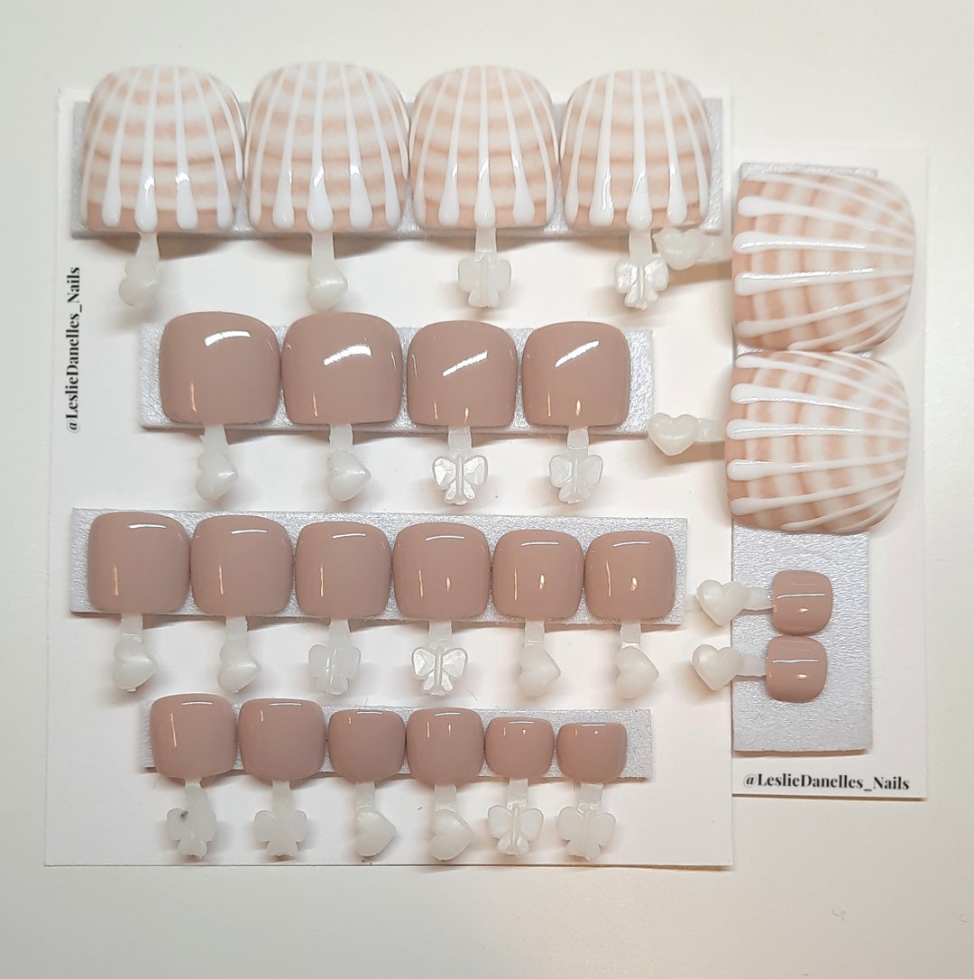 Seashell/nude Press on Toenails | Seashell Toenails | Seashell Press ...