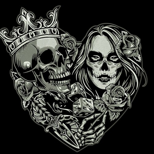 Skull Emo Machine Embroidery Design - Etsy