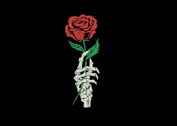 Skeleton Hand With Rose Embroidery Design for Machine | Etsy