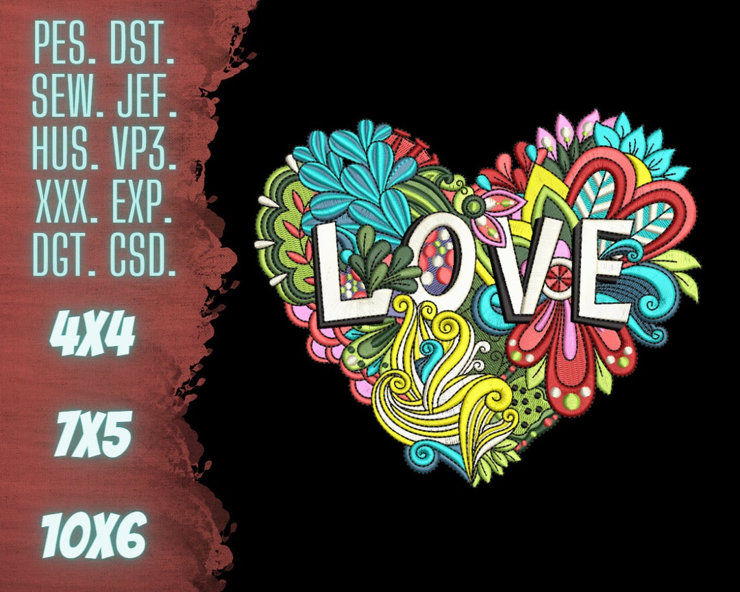Colorful Heart Embroidery Design for Machine Embroidery - Etsy