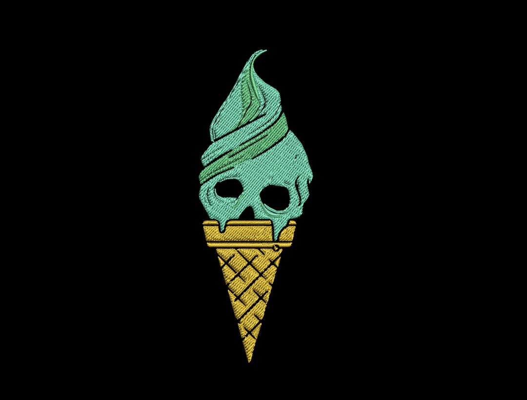 Ice Cream Skull Embroidery Design for Machine Embroidery. - Etsy