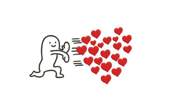 Stick Figure Shooting Hearts Embroidery Design for Machine | Etsy