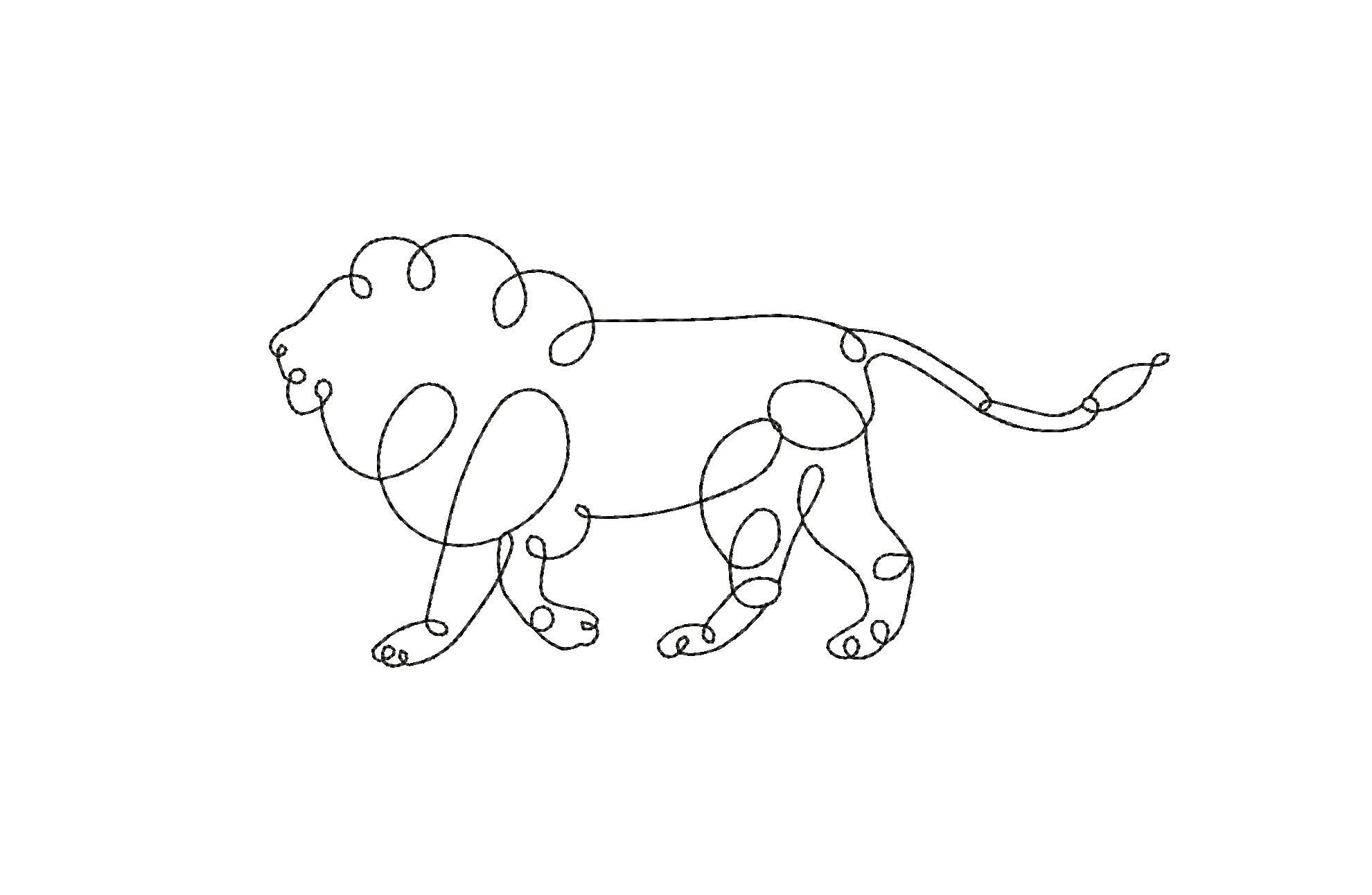 One Line Lion Embroidery Design for Machine Embroidery. - Etsy