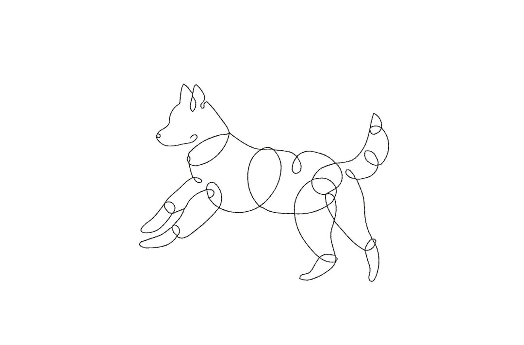One Line Dog Embroidery Design for Machine Embroidery. - Etsy