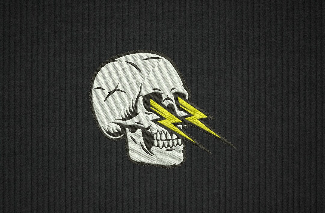 Skull With Lightning Eyes Embroidery Design for Machine Embroidery. - Etsy