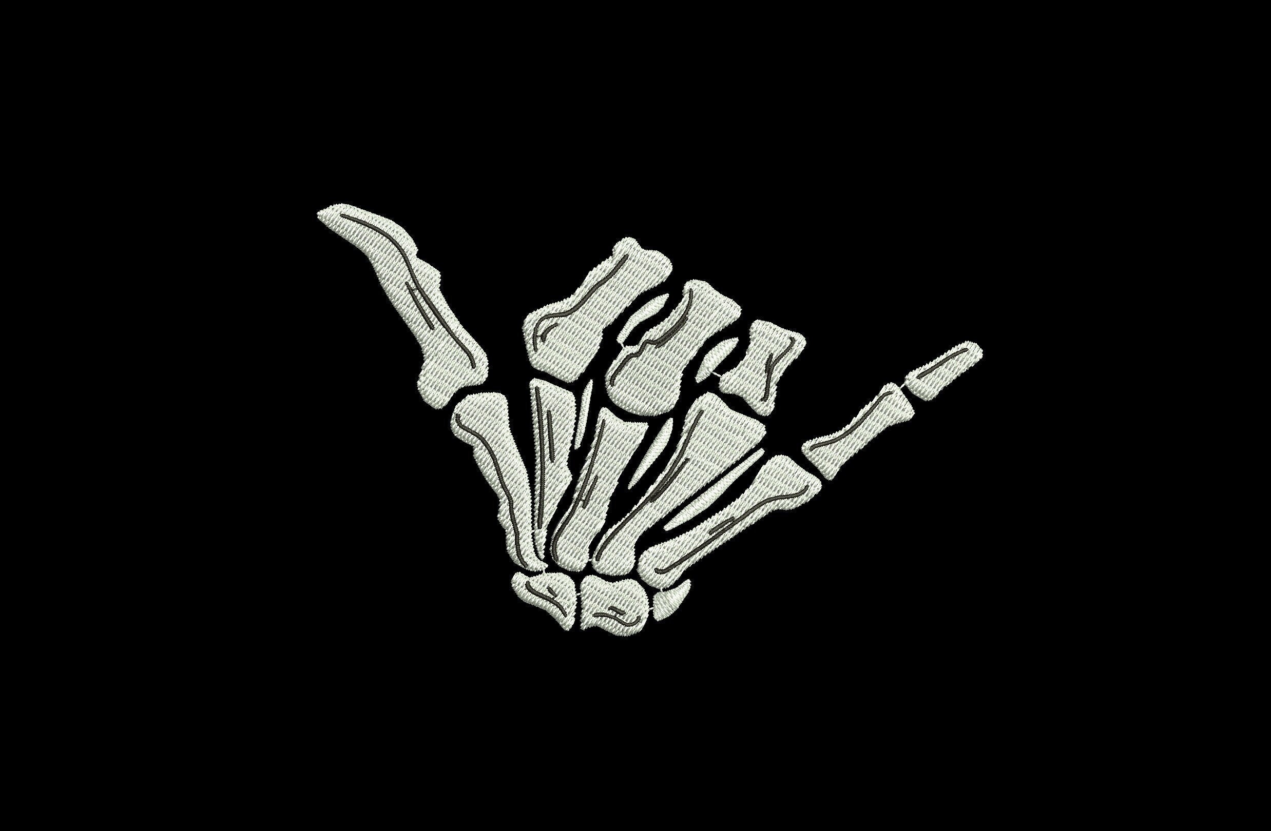 Shaka Sign Skelaton Hand Embroidery Design Formachine - Etsy