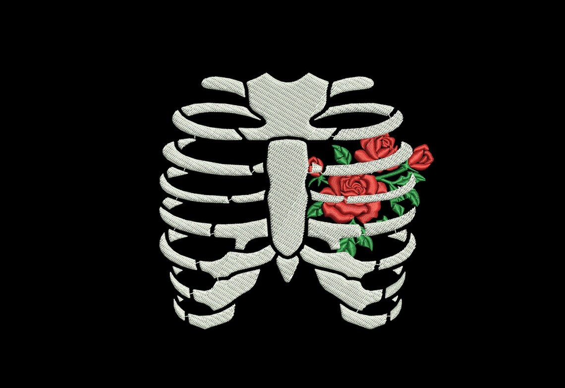 Rose Heart Ribcage Embroidery Design for Machine Embroidery. - Etsy