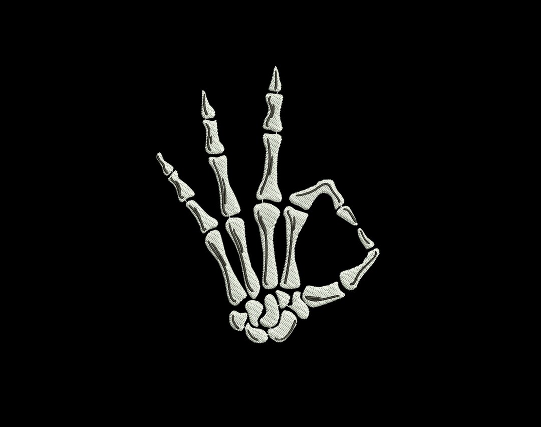 Ok Hand Sign Skeleton Hand, Embroidery Design for Machine Embroidery ...