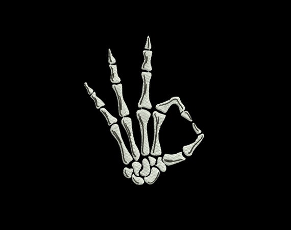 Ok Hand Sign Skeleton Hand Embroidery Design for Machine | Etsy
