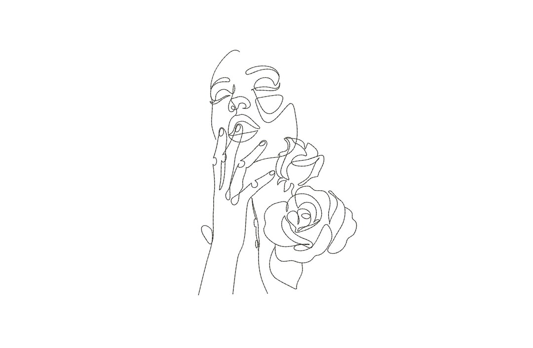 One Line Woman Silhouette Embroidery Design for Machine Embroidery. - Etsy