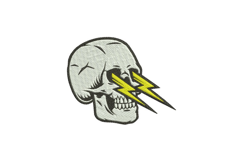 Skull With Lightning Eyes Embroidery Design for Machine | Etsy