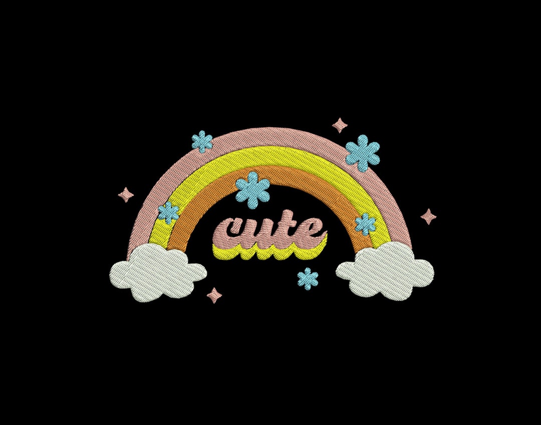 Cute Rainbow Embroidery Design for Machine Embroidery. - Etsy
