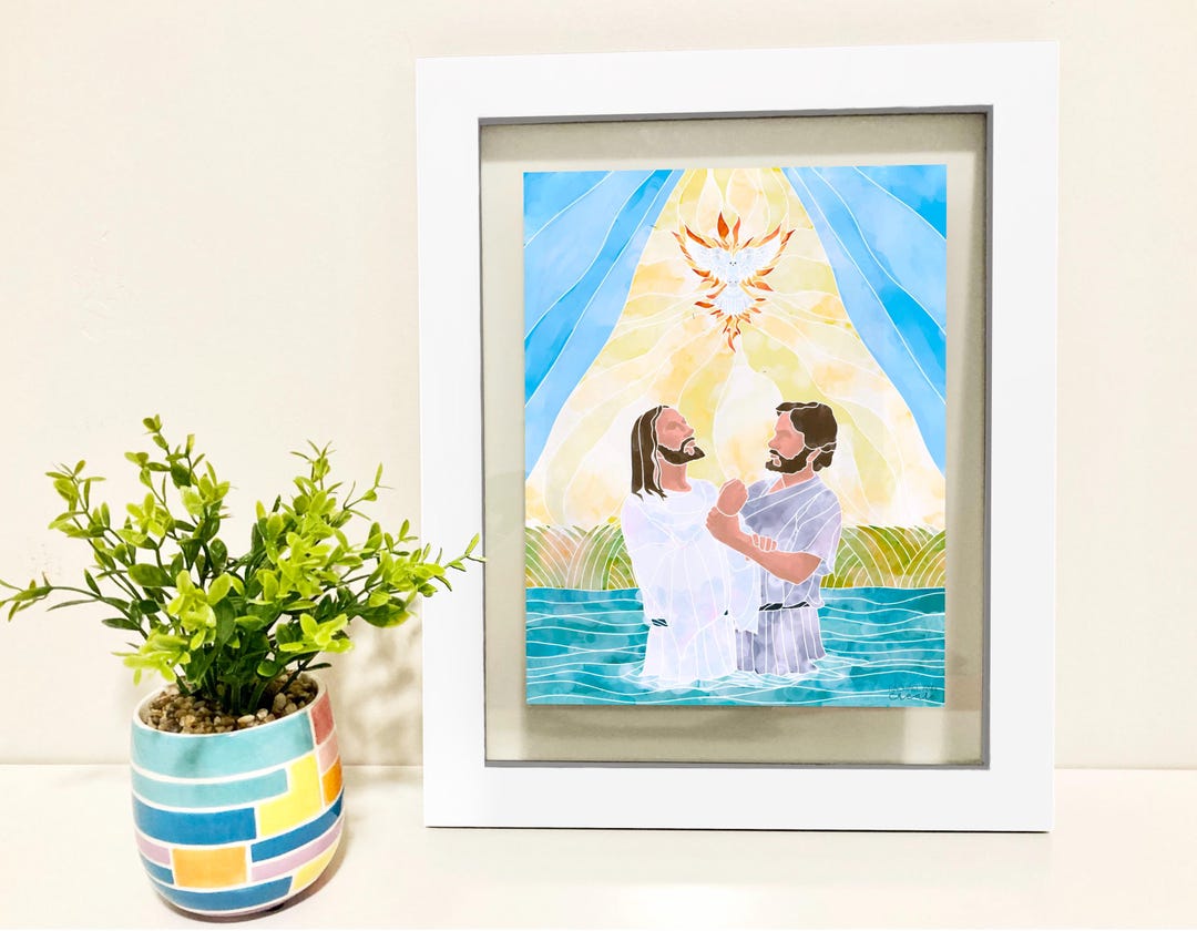 LDS Baptism Program Cover | Digital Download | Watercolor Stained Glass ...