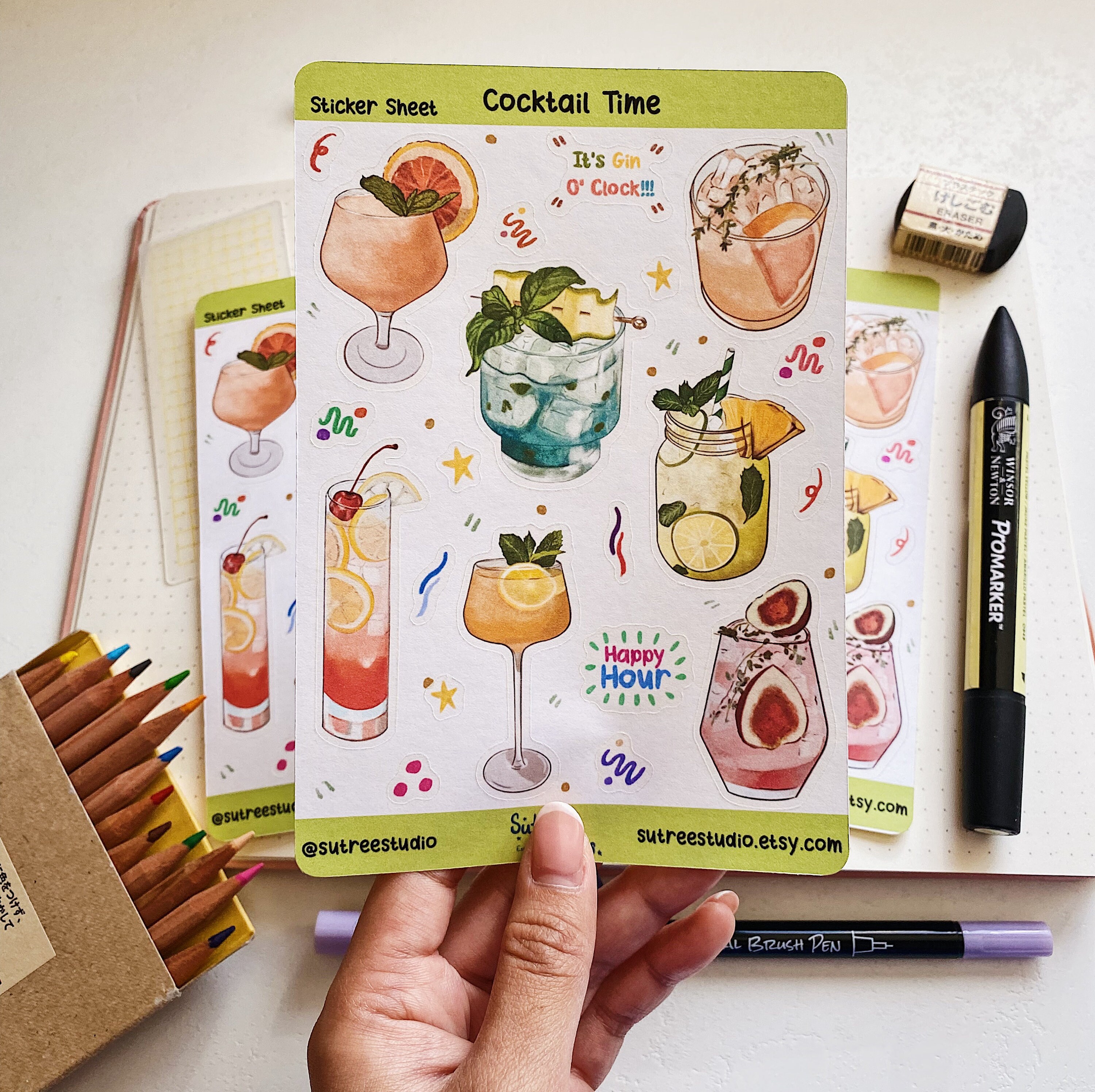 Cocktail Time Theme Sticker Sheet Planer Sticker Getränke | Etsy