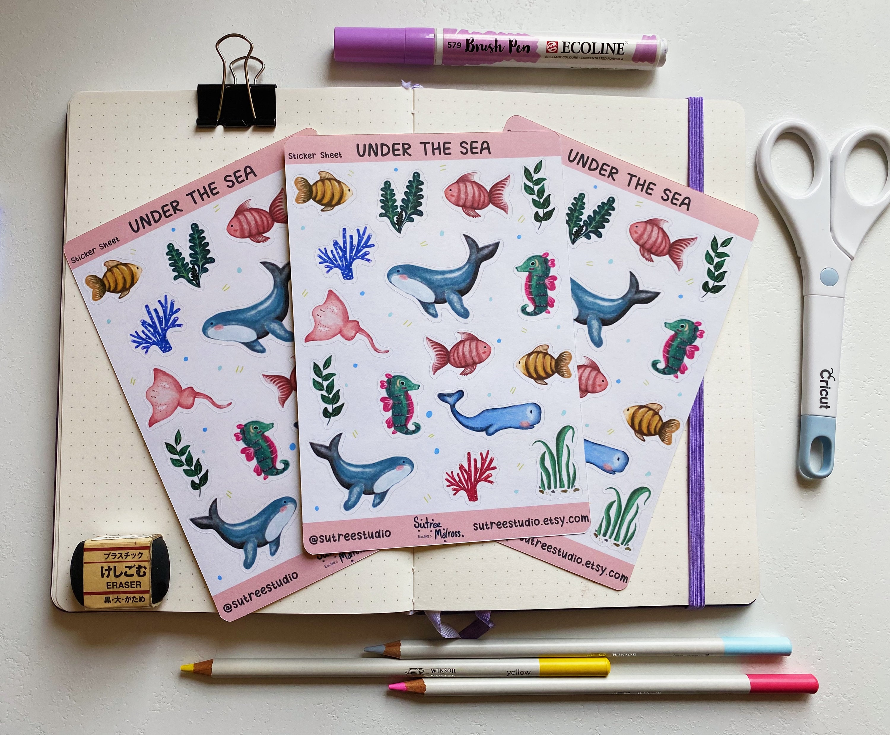 Under the Sea Theme Sticker Sheet Handmade Stickers - Etsy UK