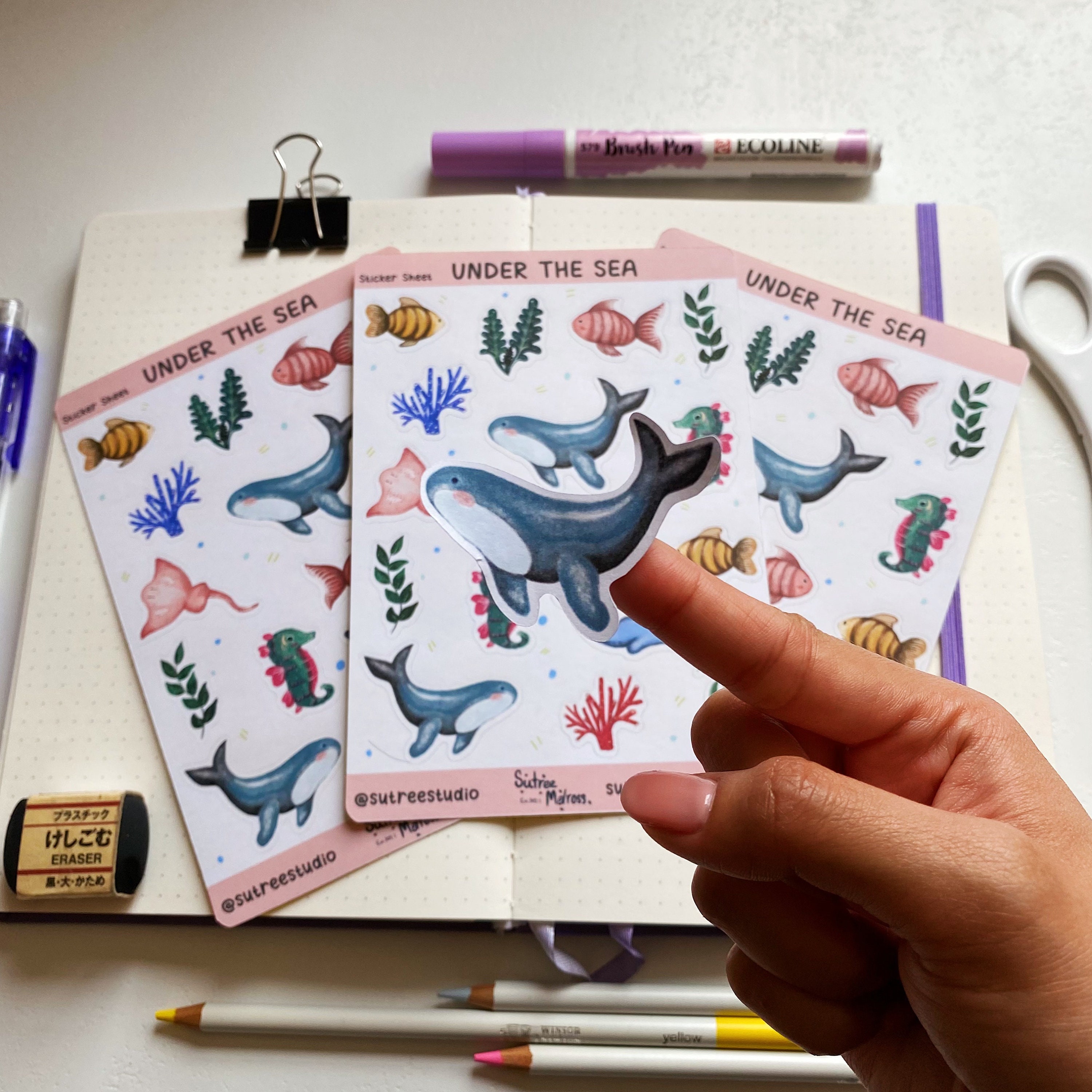 Under the Sea Theme Sticker Sheet Handmade Stickers - Etsy UK