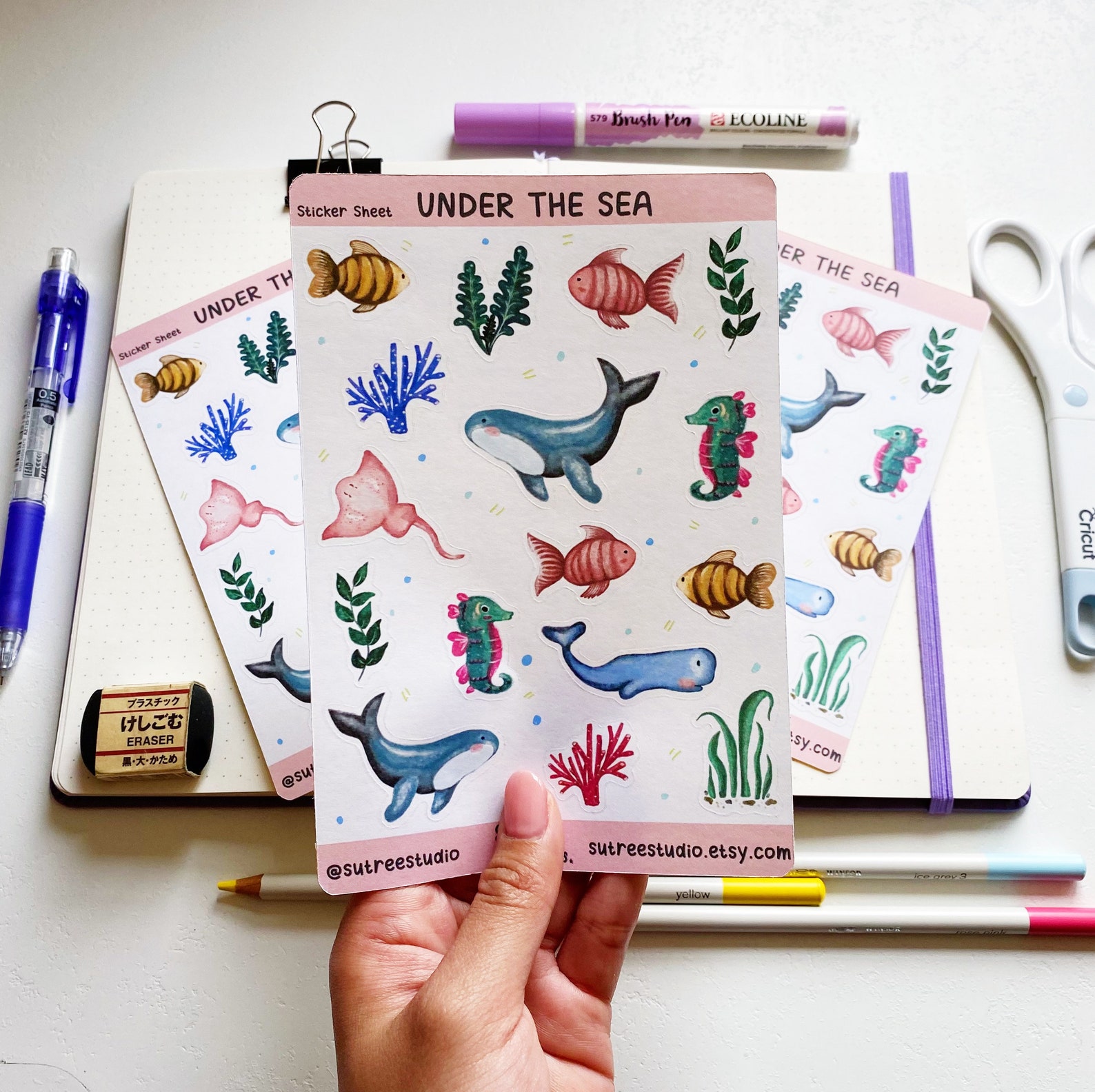 Under the Sea Theme Sticker Sheet Handmade Stickers - Etsy UK