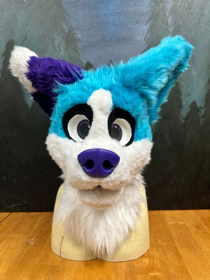 Premade Toony Canine Fursuit Head, Blue Dog Furry Fursuit Ready to Ship ...