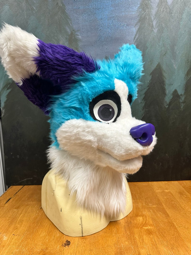 Premade Toony Canine Fursuit Head, Blue Dog Furry Fursuit Ready to Ship ...