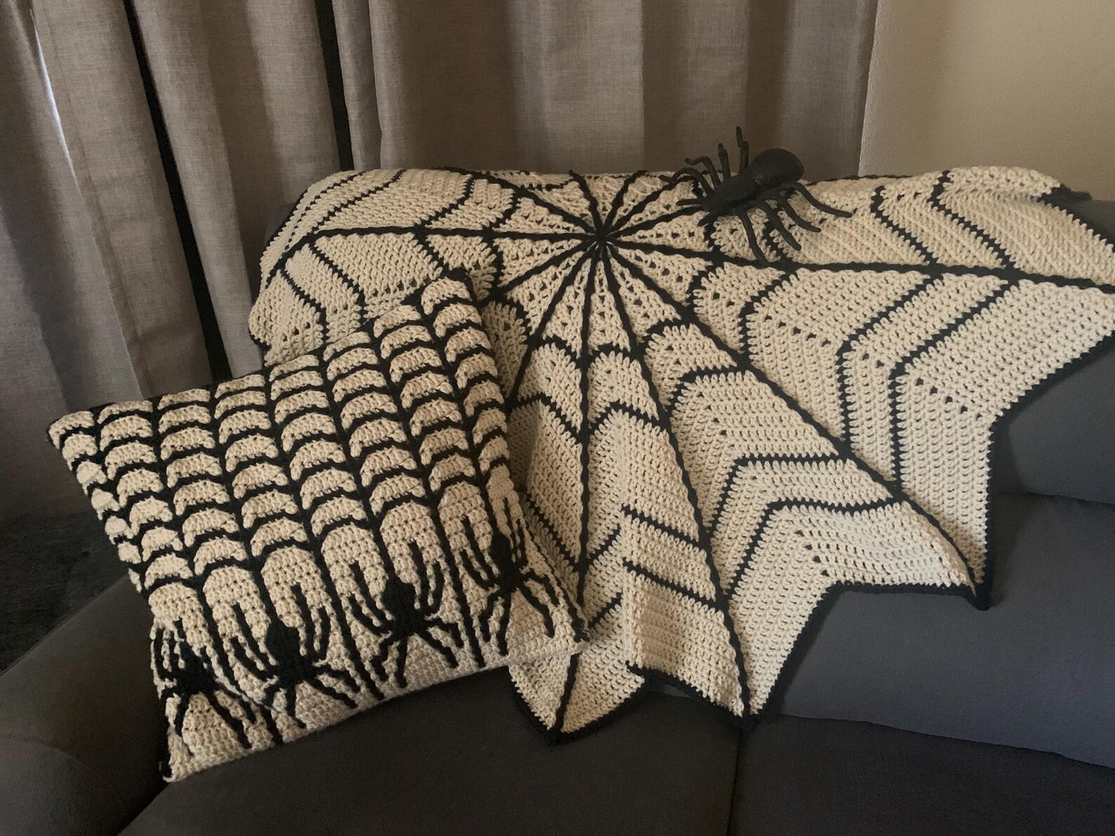 A Fun Handcrafted Spiderweb Afghan and Complimented by a Wonderful ...