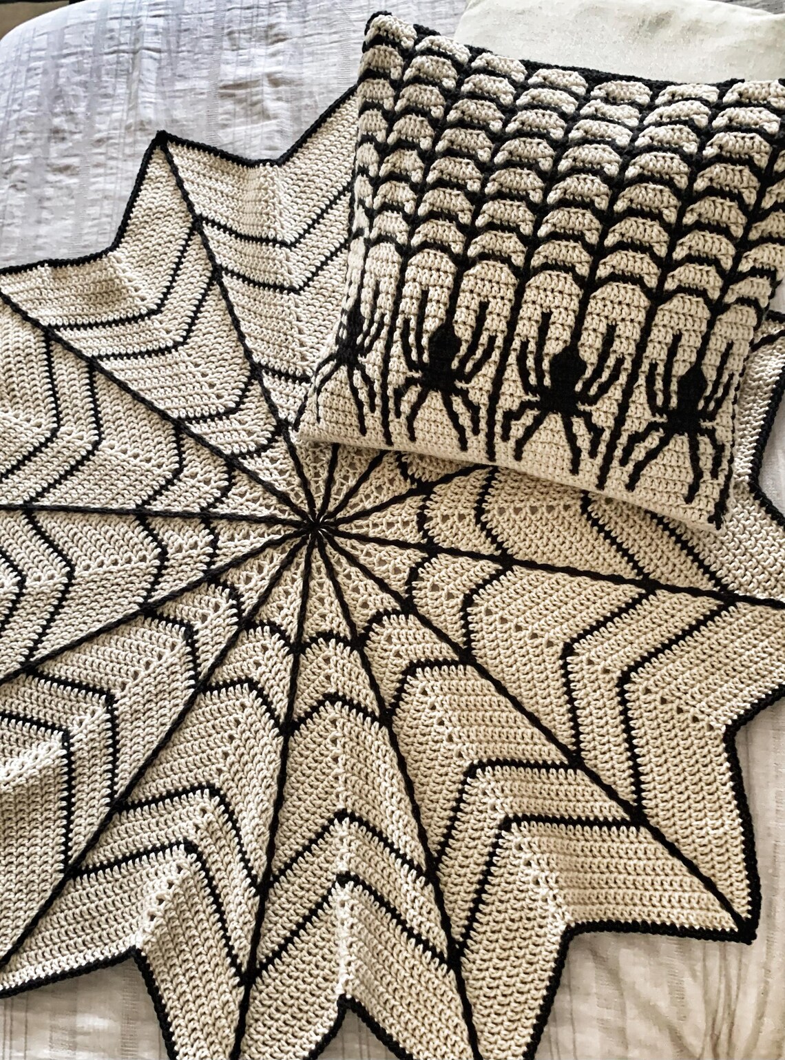 A Fun Handcrafted Spiderweb Afghan and Complimented by a Wonderful ...