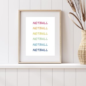 Netball Rainbow Illustration, Netball Art Print, Netball Aesthetic ...