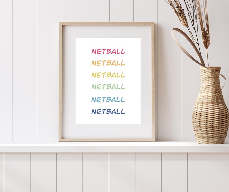 Netball Rainbow Illustration, Netball Art Print, Netball Aesthetic ...