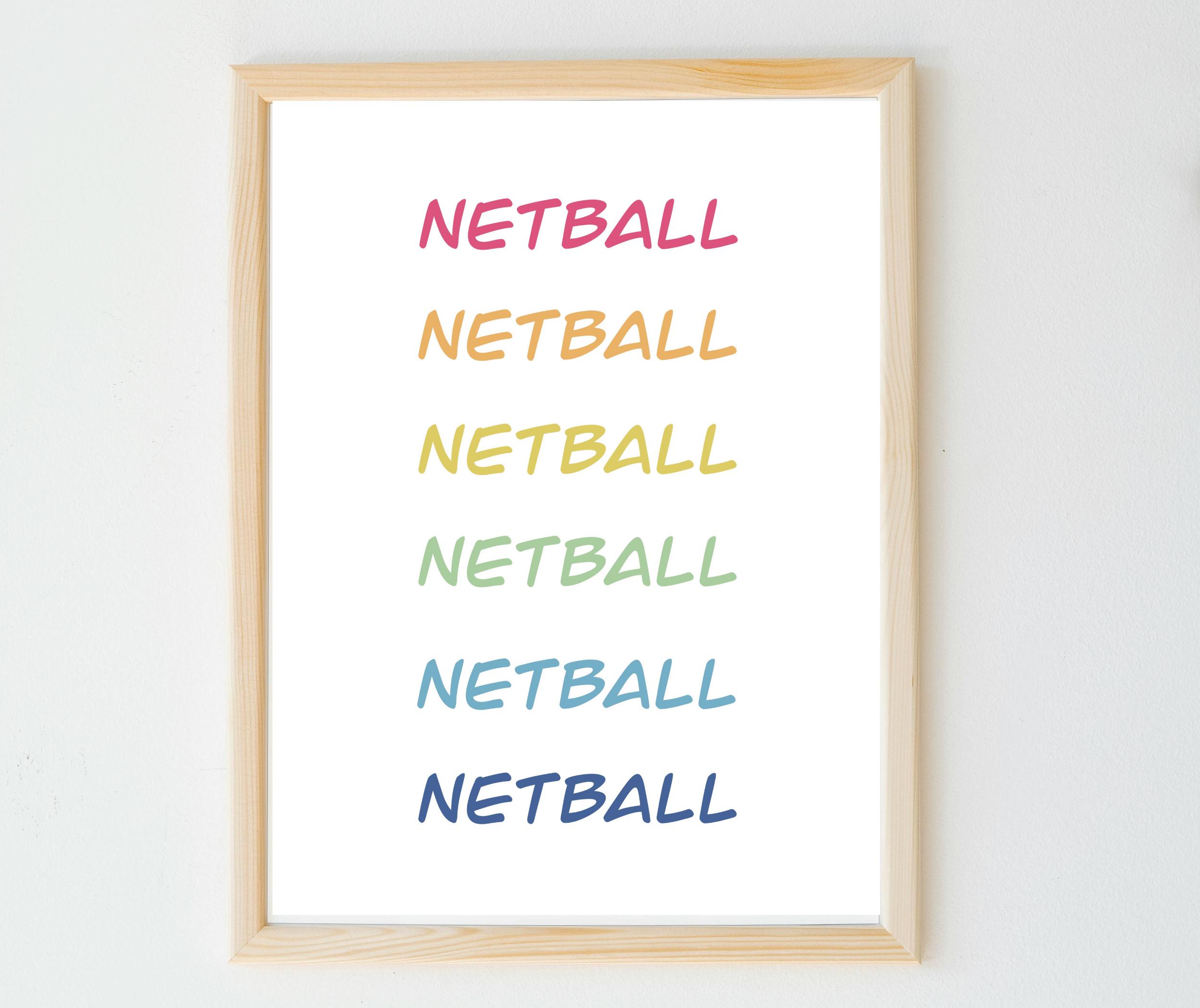 Netball Rainbow Illustration, Netball Art Print, Netball Aesthetic ...