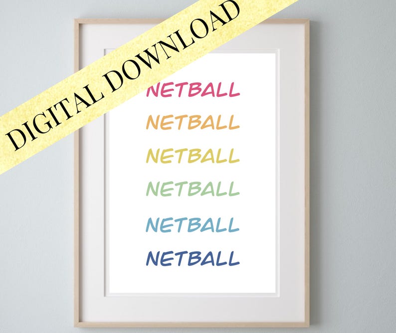 Netball Rainbow Illustration, Netball Art Print, Netball Aesthetic ...