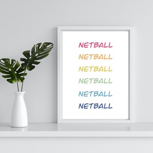 Netball Rainbow Illustration, Netball Art Print, Netball Aesthetic ...