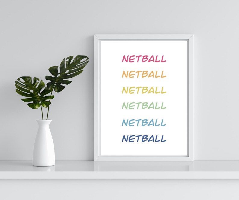 Netball Rainbow Illustration, Netball Art Print, Netball Aesthetic ...