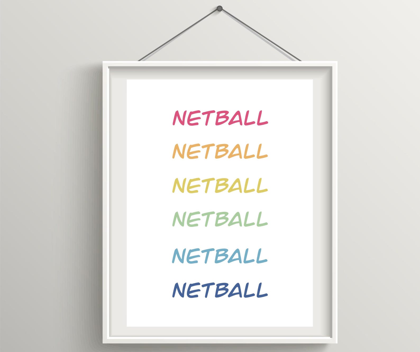 Netball Rainbow Illustration, Netball Art Print, Netball Aesthetic ...