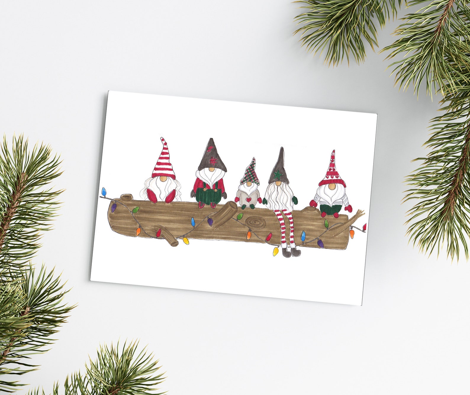 Illustrated Gnome Christmas Card: Holiday Decor - Etsy
