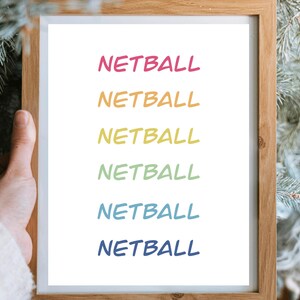 Netball Rainbow Illustration, Netball Art Print, Netball Aesthetic ...