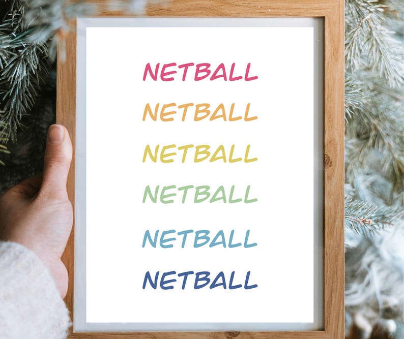 Netball Rainbow Illustration, Netball Art Print, Netball Aesthetic ...