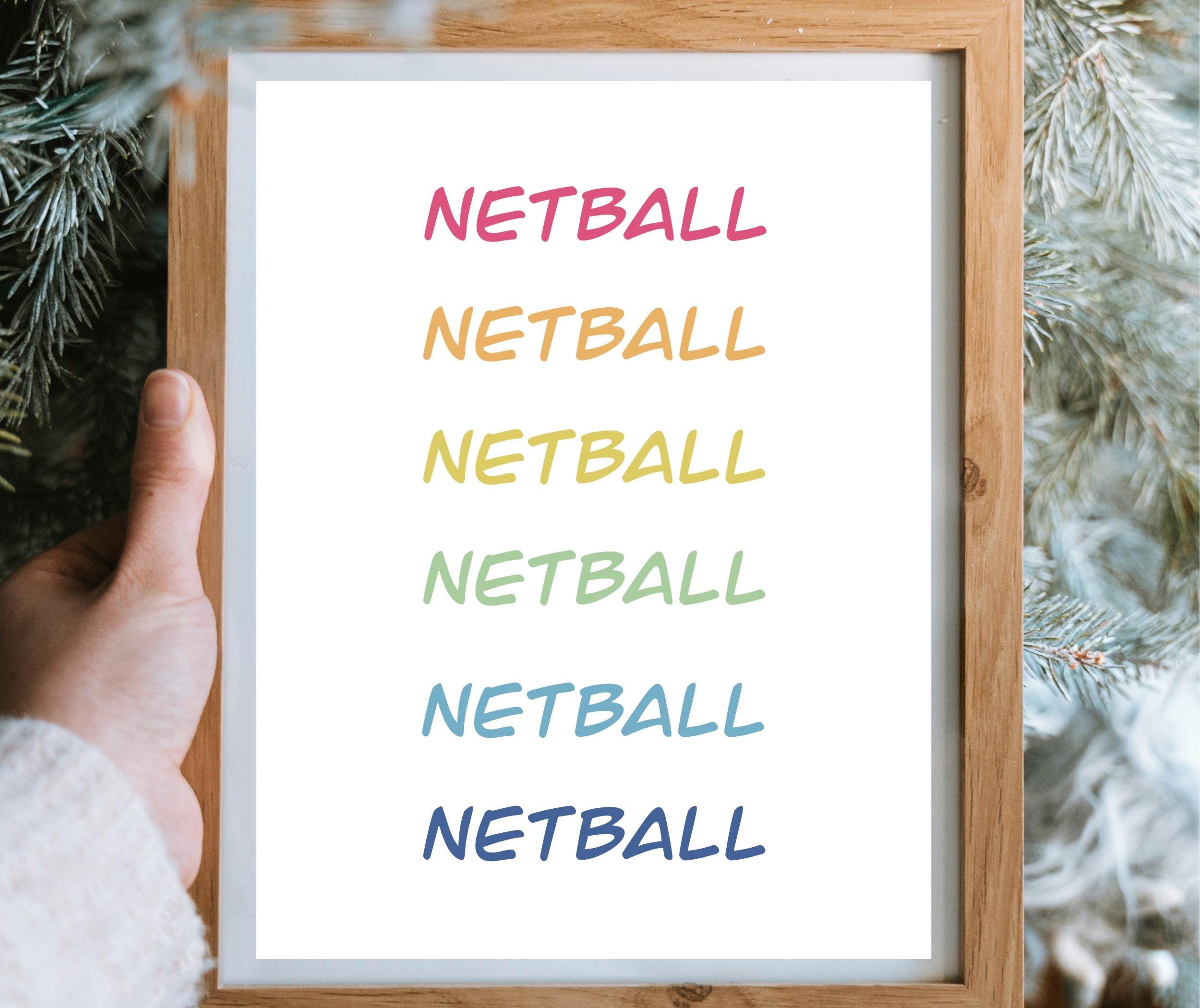 Netball Rainbow Illustration, Netball Art Print, Netball Aesthetic ...
