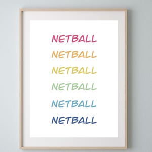 Netball Rainbow Illustration, Netball Art Print, Netball Aesthetic ...