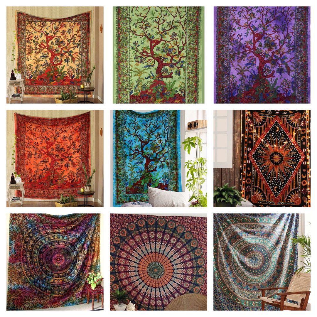 Tie Dye Tree of Life Tapestry Bohemian Tapestry Psychedelic Tapestry ...