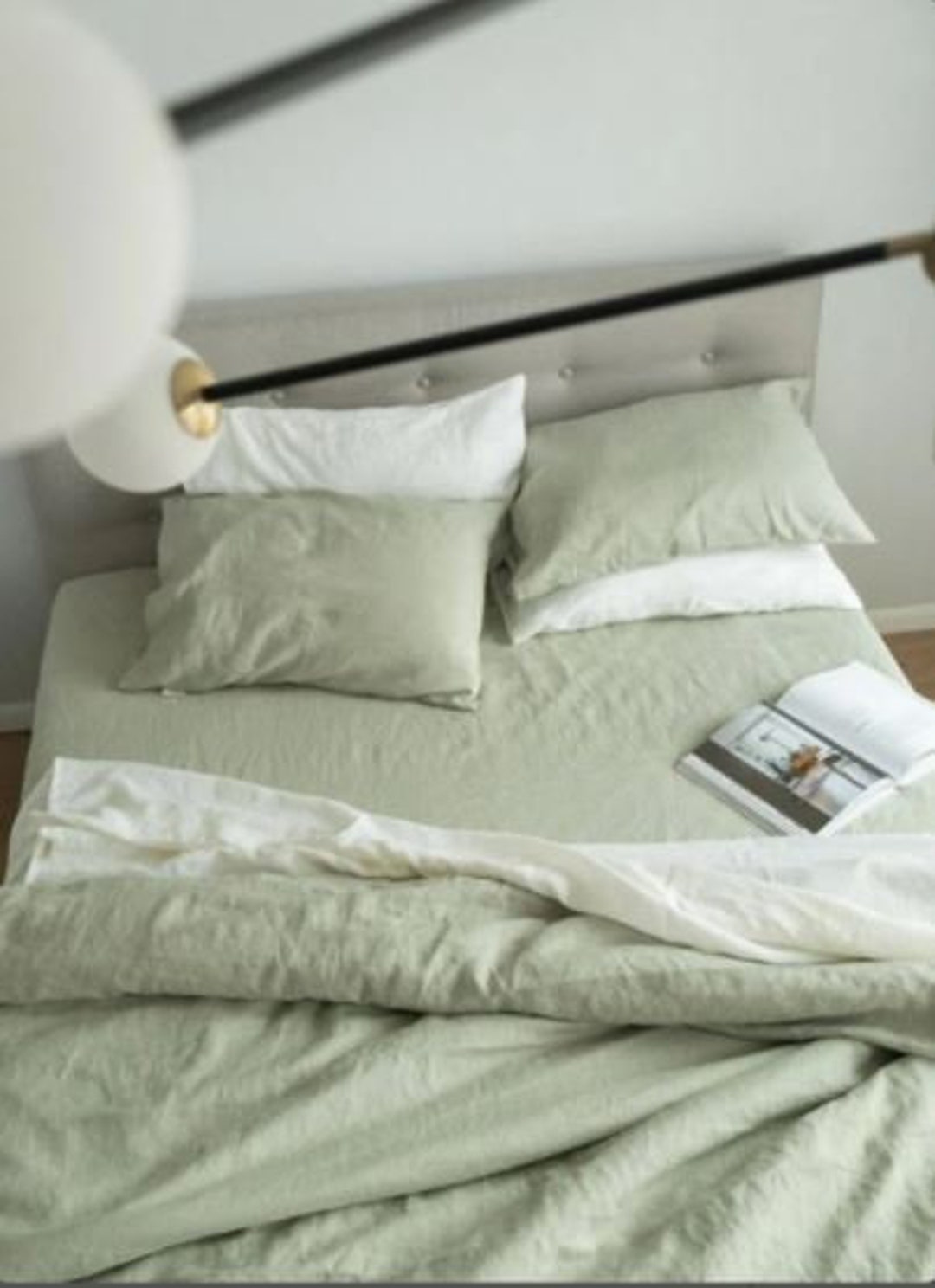 Sage Green Pure Cotton Duvet Cover, 3 Pcs Mint Green Bedding Set ...