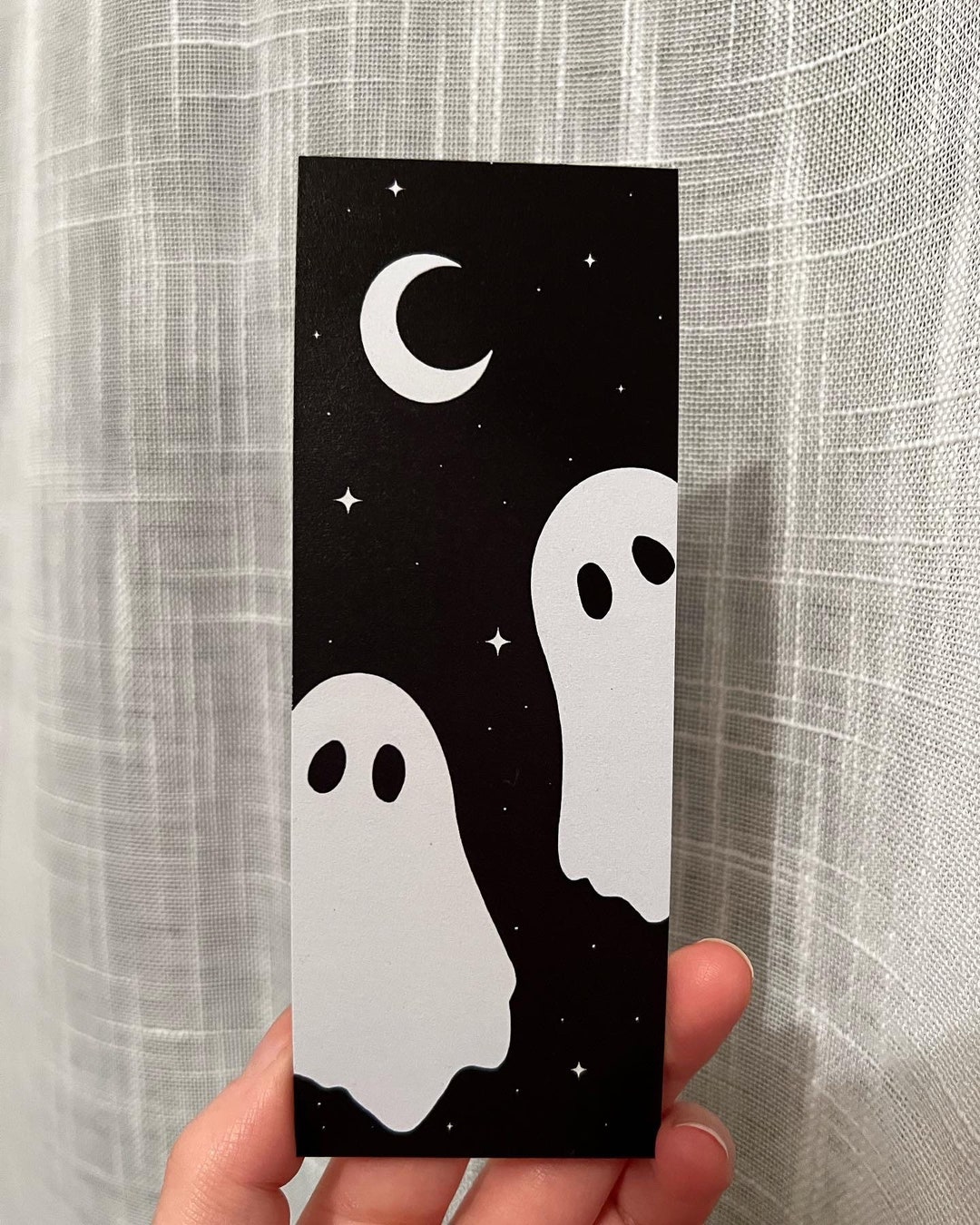 Black Ghost and Moon Halloween Bookmark Emo Dark Book - Etsy
