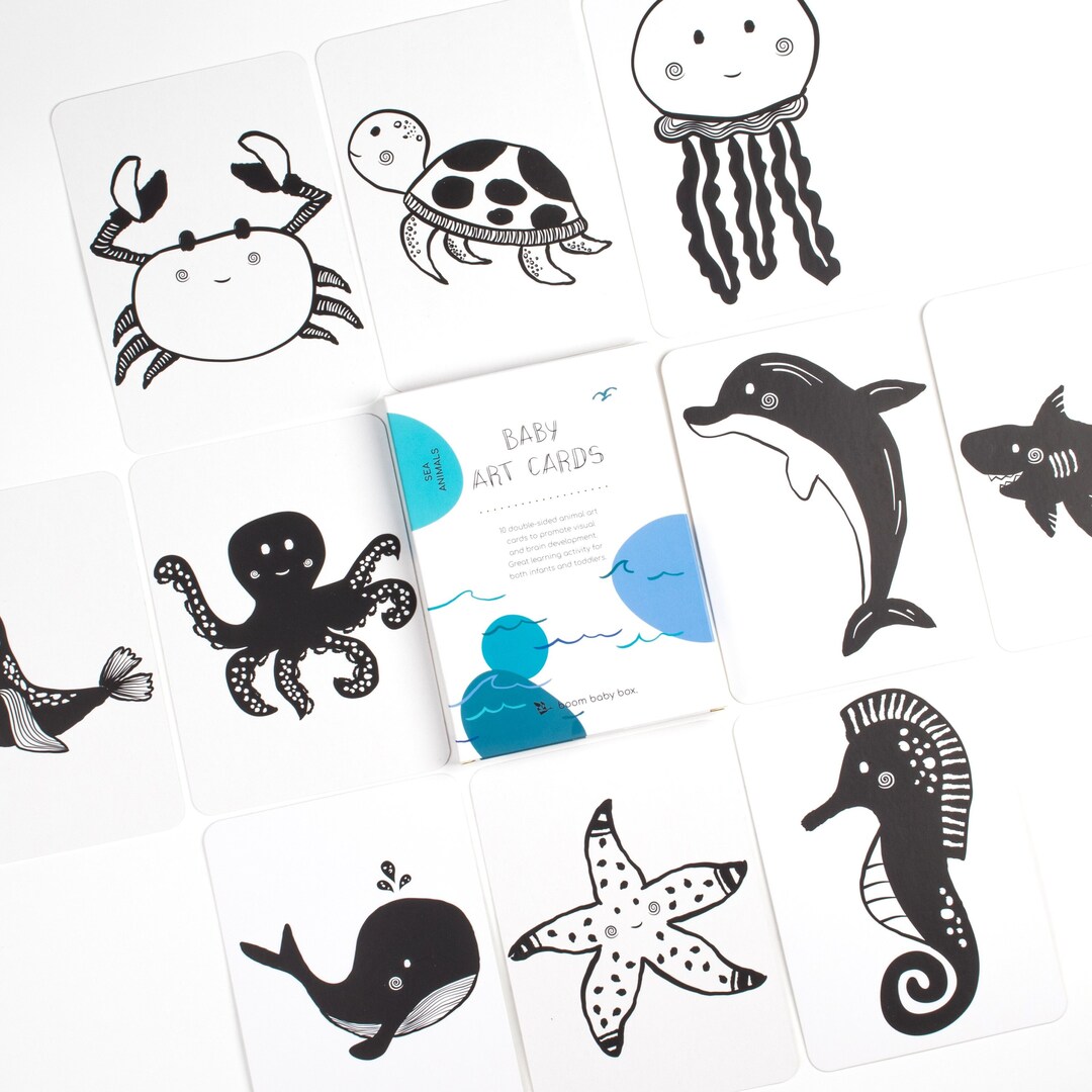 Newborn Baby Sensory Cards Sea Animals Baby Shower Gift - Etsy