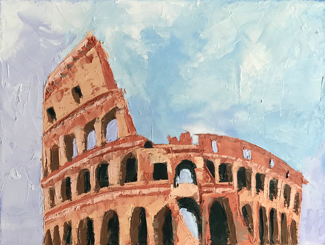 Rome painting Colosseum art original painting on canvas | Etsy