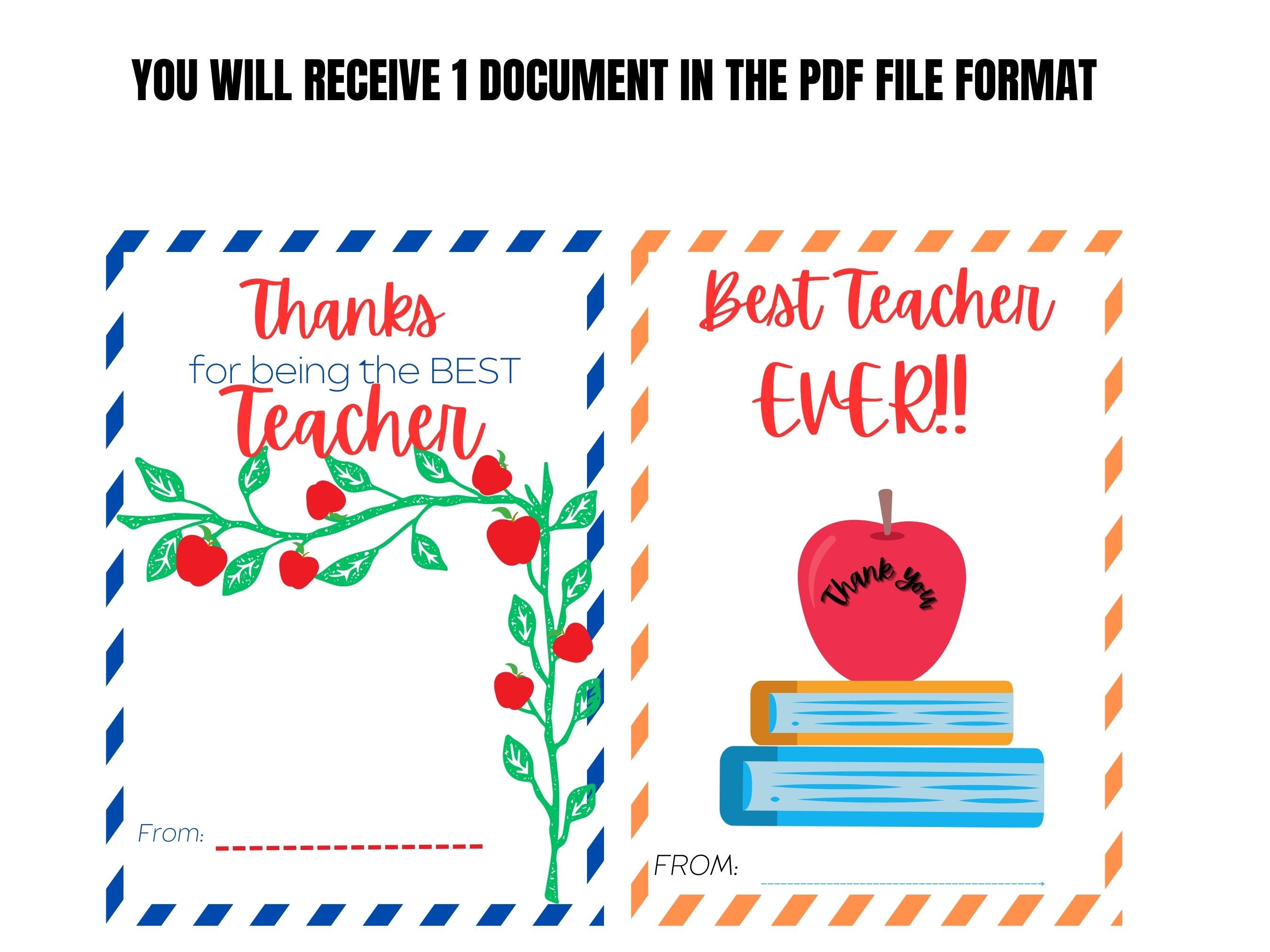 Teacher Appreciation Gift Card Holder, Printable - Etsy