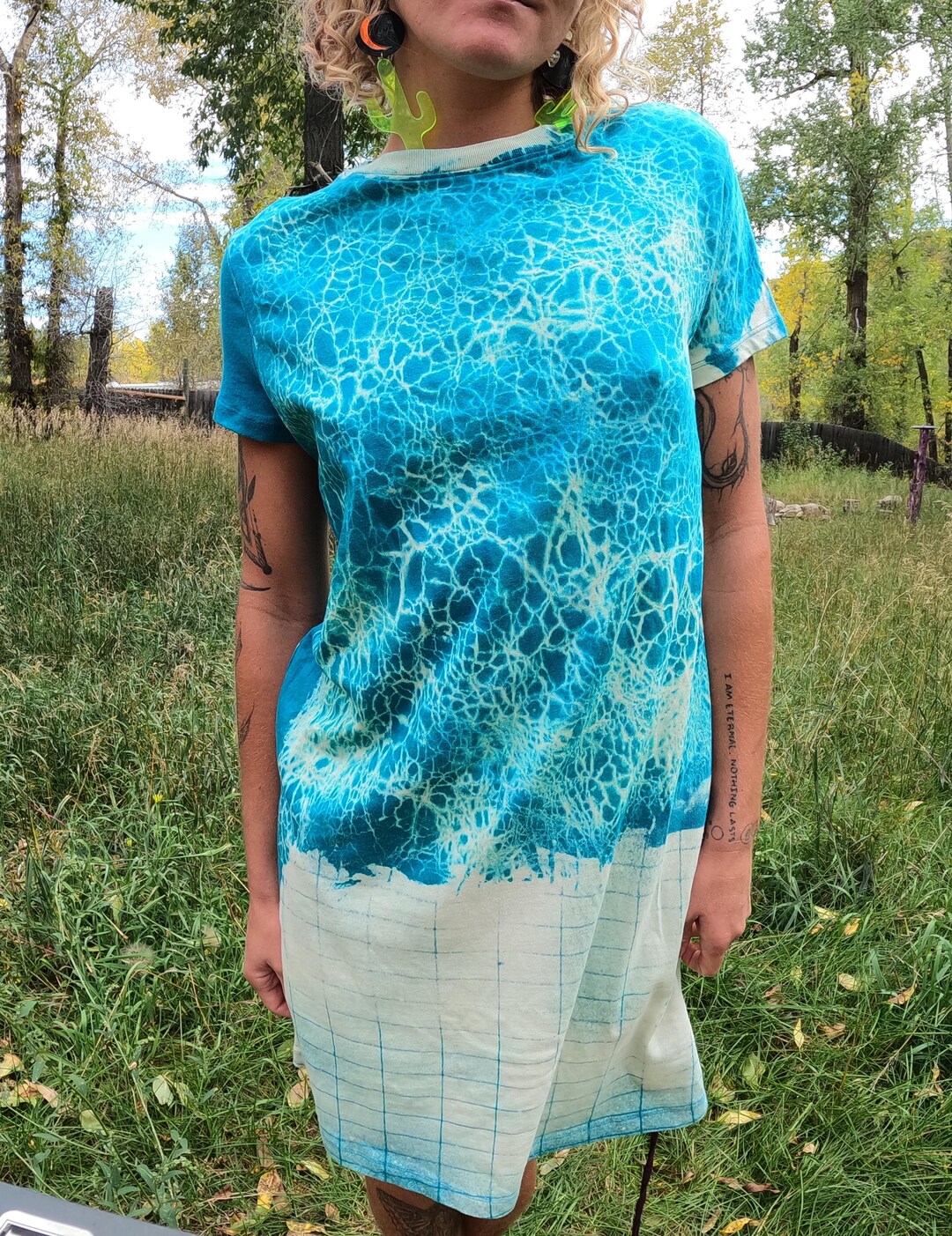 Blue Crackle and Fence Bleach Dress - Etsy