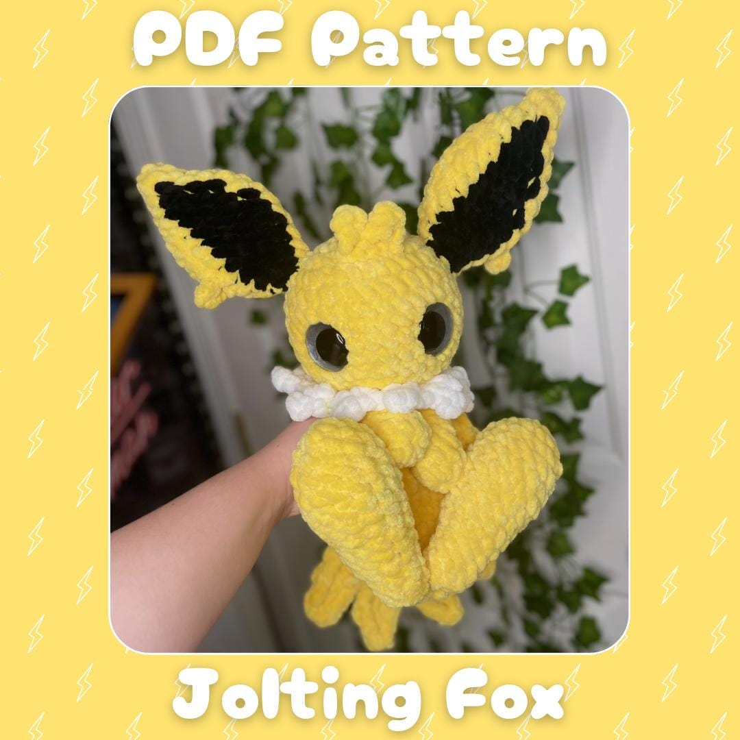Crochet Jolting Fox Snuggler Pattern Inspired by Jolteon, Intermediate ...