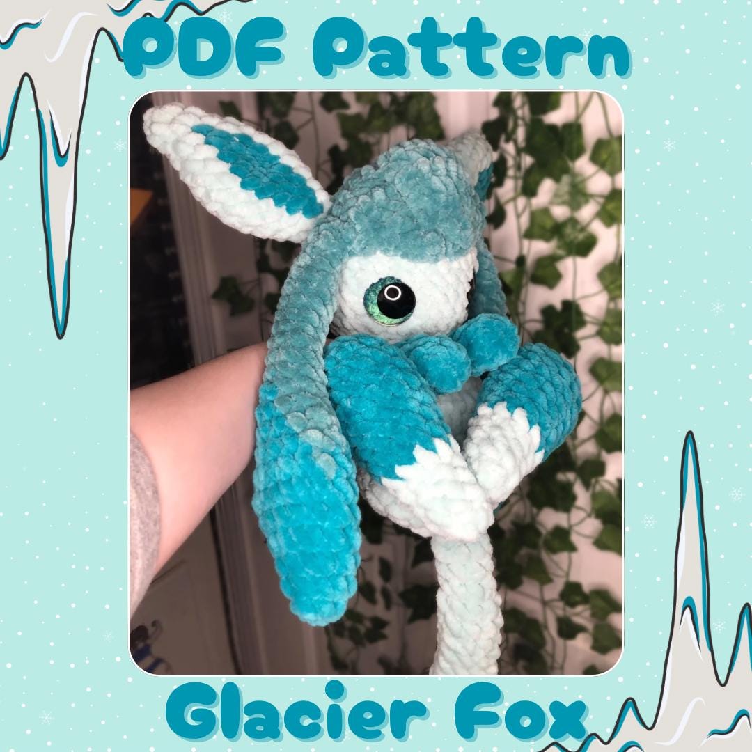 Crochet Glacier Fox Snuggler Pattern Inspired by Glaceon, Advanced ...