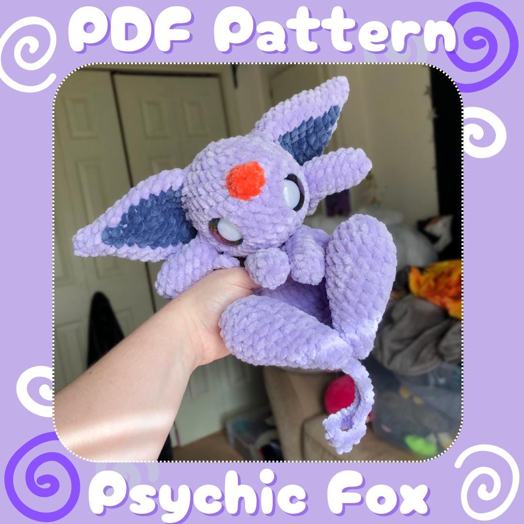 Crochet Psychic Fox Snuggler Pattern Inspired by Espeon, Intermediate ...