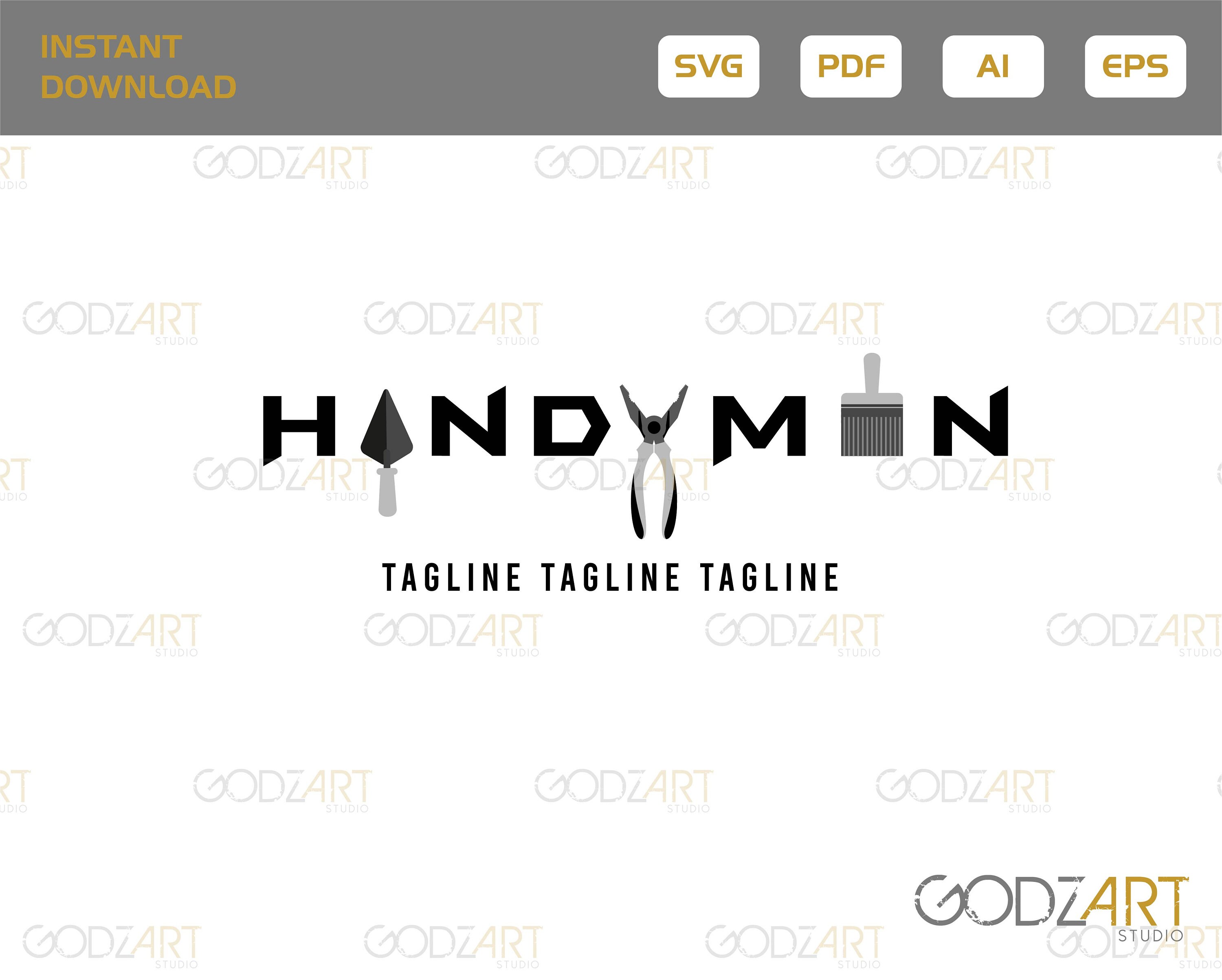 Handy Man Logo Editable Artwork Work Ai ,pdf, Svg,eps, - Etsy