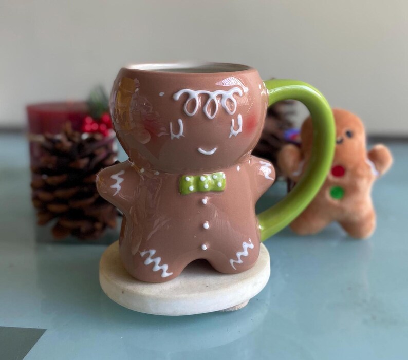 Adorable Ceramic Gingerbread Man Mug chocolate Candle Bundle Free Plush ...